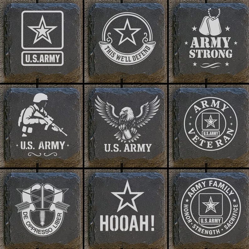 US Army Laser Engraving Designs: 4x4" Slate Tiles (digital Files) - Etsy
