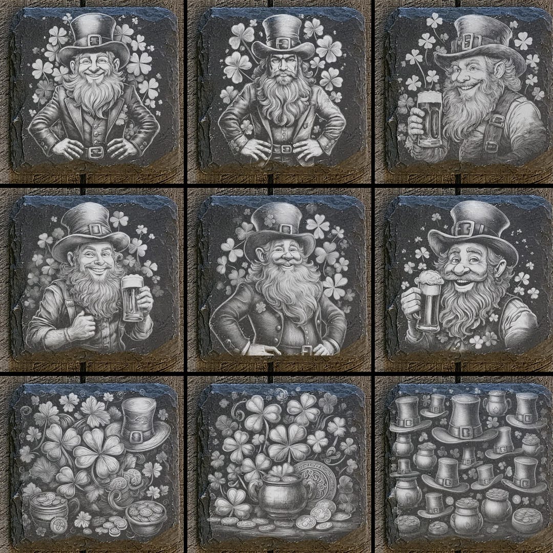 9 Saint Patrick's Day Leprechaun Digital Files for Laser Engraving 4x4 ...