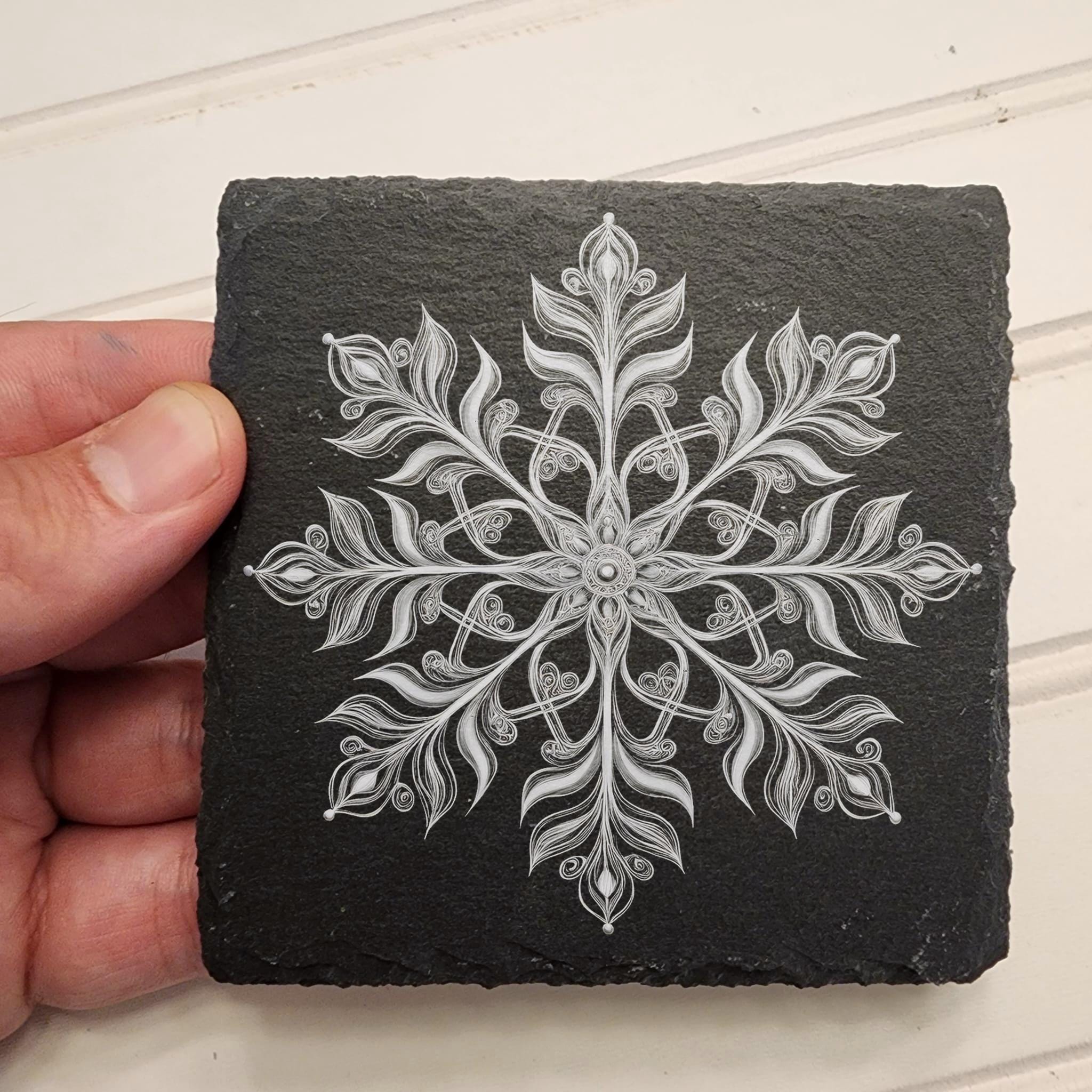 9 More Christmas Snowflake Digital Files for Laser Engraving 4x4" Slate ...