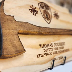 Custom Wooden Laser-engraved Fire Department Retirement Plaque With Axe ...