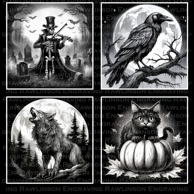 12 Pack of Halloween Files for Laser Engraving 4x4" Slate Tiles - Etsy