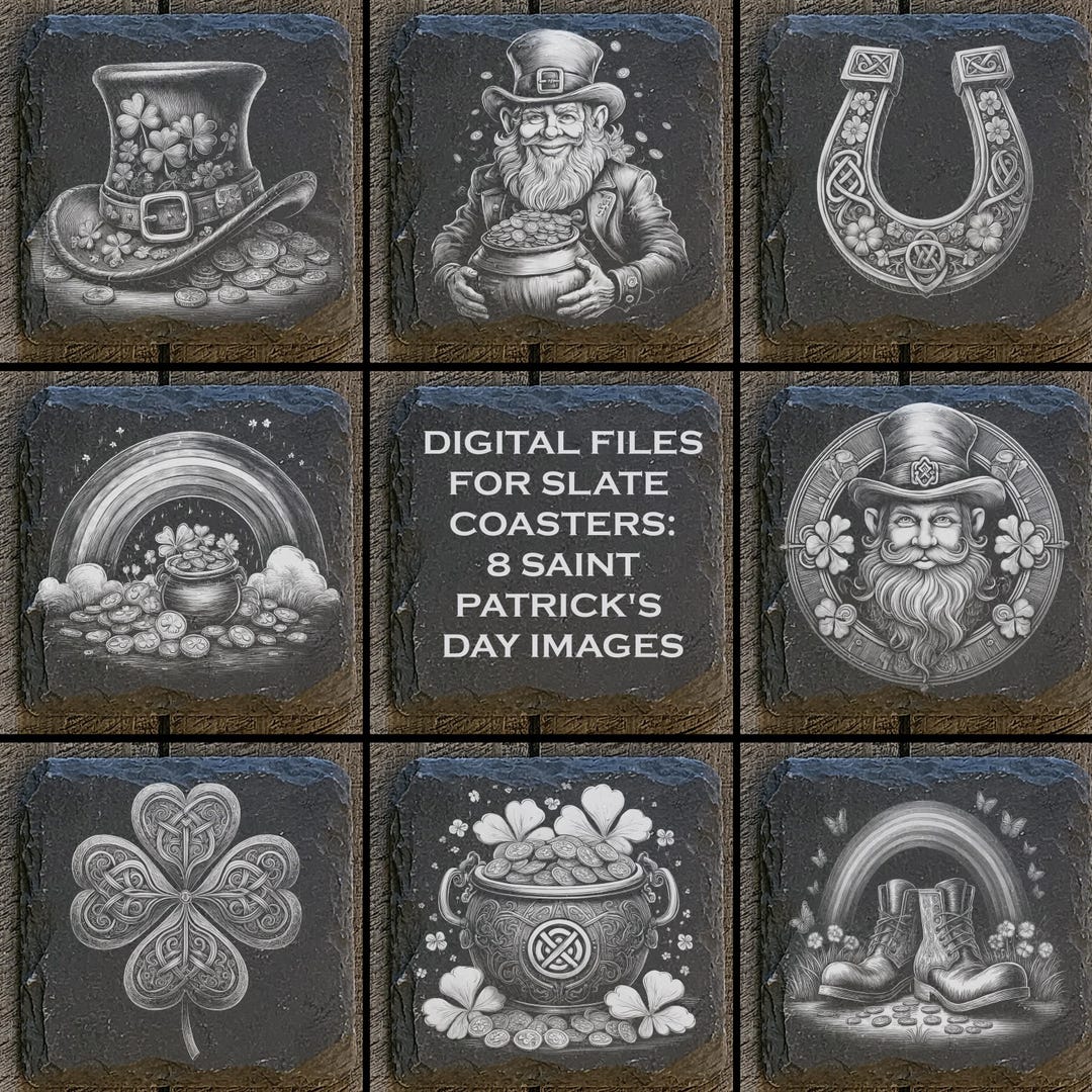 8 Saint Patrick's Day Digital Files for Laser Engraving 4x4" Slate ...