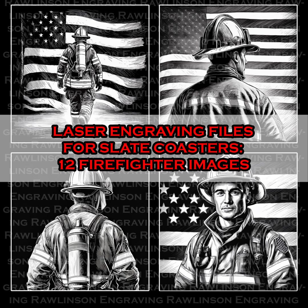 12 Firefighter Digital Files for Laser Engraving 4x4" Slate Tiles - Etsy
