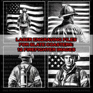 12 Firefighter Digital Files for Laser Engraving 4x4" Slate Tiles - Etsy