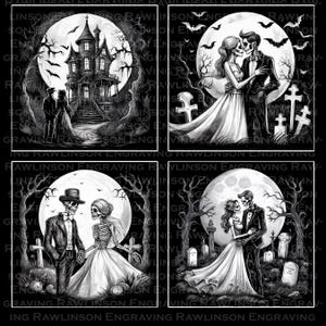 12 More Spooky Halloween Scenes- Digital Files for Laser Engraving 4x4 ...