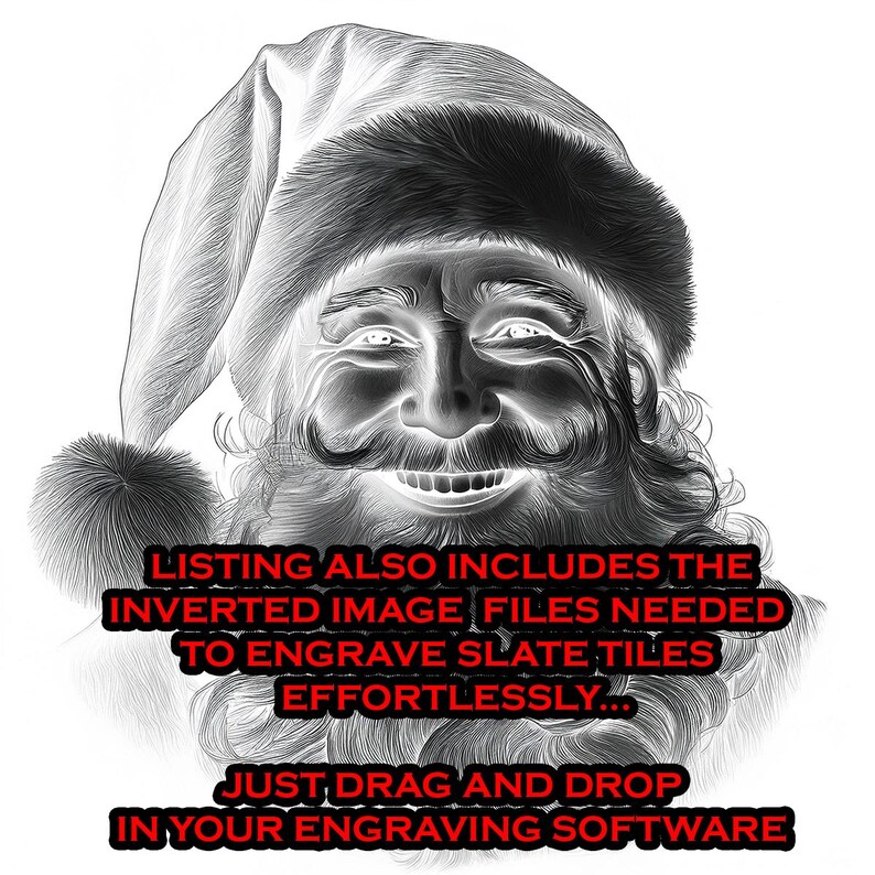 9 More Santa Claus Digital Files for Laser Engraving 4x4" Slate ...