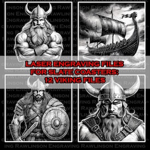 12 Viking Digital Files for Laser Engraving 4x4" Slate Tiles - Etsy