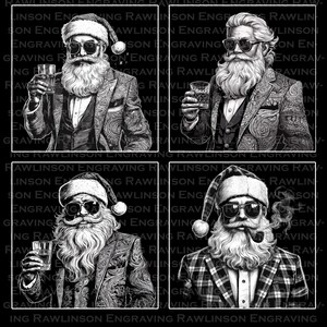 12 Whiskey and Cigar Santa Christmas Digital Files for Laser Engraving ...
