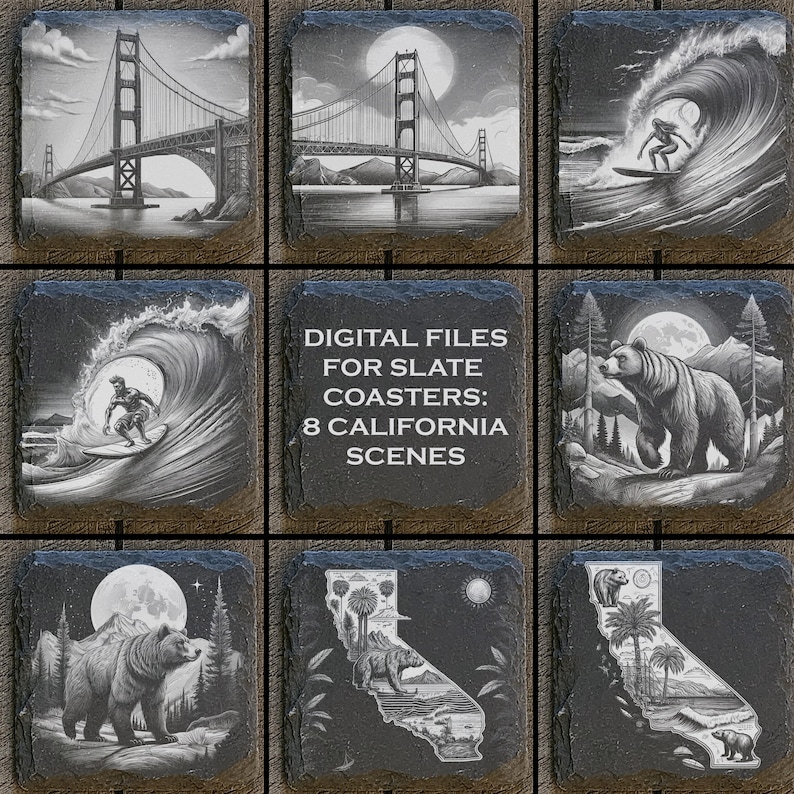 8 California Digital Files for Laser Engraving 4x4" Slate Tiles - Etsy
