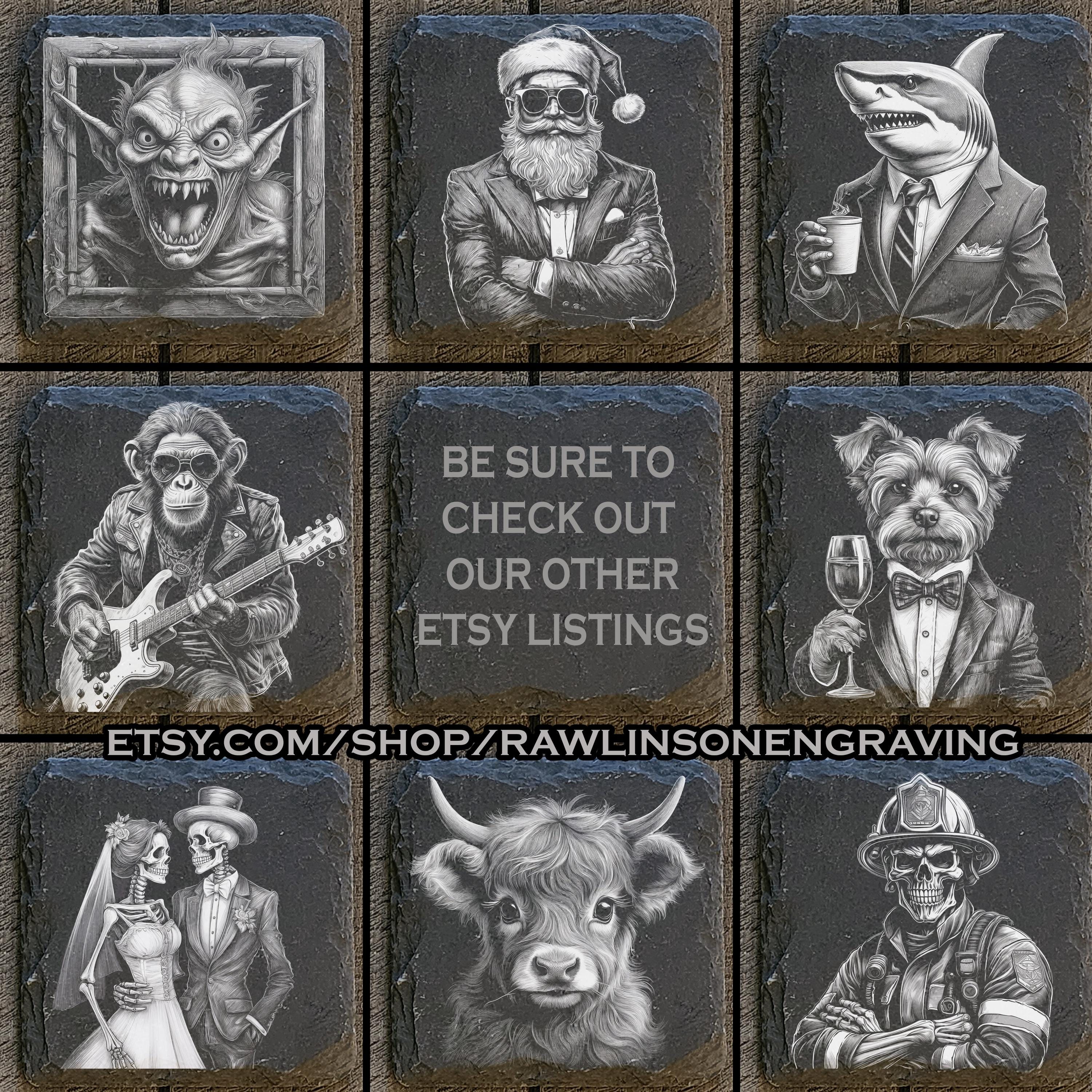 9 African Safari Animals- Digital Files for Laser Engraving 4x4" Slate ...
