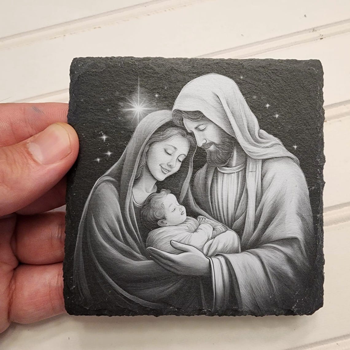 Christmas Nativity Scene Laser Engraving Files: 4x4" Slate Coasters ...