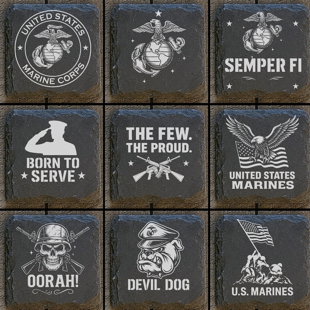 US Marine Laser Engraving Designs: 4x4" Slate Tiles (digital Files) - Etsy