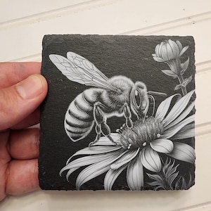 8 More Honey Bee Digital Files for Laser Engraving 4x4" Slate Coasters ...