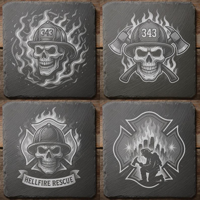 Firefighter Digital Files: 25 Laser Engraving Designs for 4" Slate ...