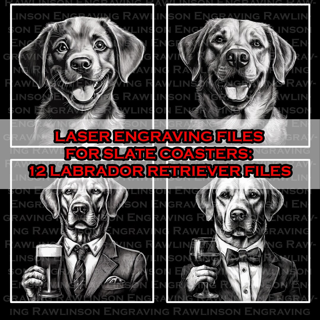 Labrador Retrievers- 12 Digital Files for Laser Engraving 4x4" Slate ...