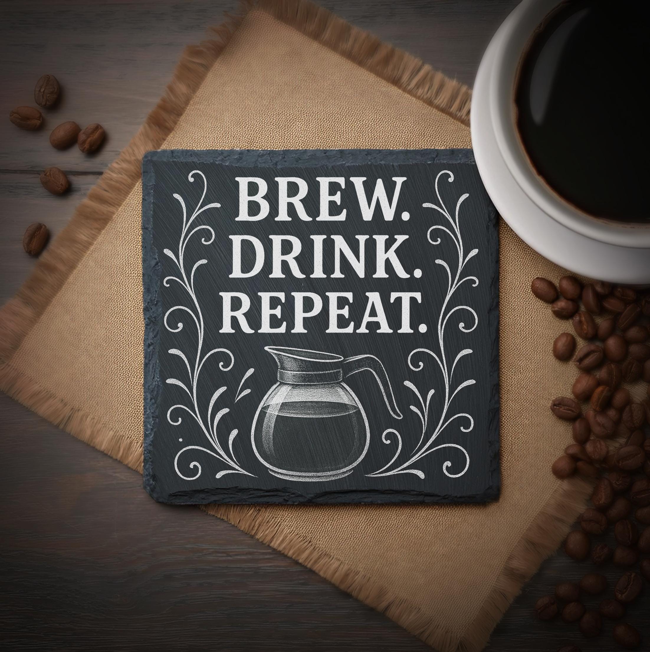 Coffee Caffeine Digital Files for Laser Engraving 4x4" Slate Coasters ...