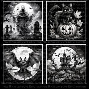 12 Pack of Halloween Files for Laser Engraving 4x4" Slate Tiles - Etsy
