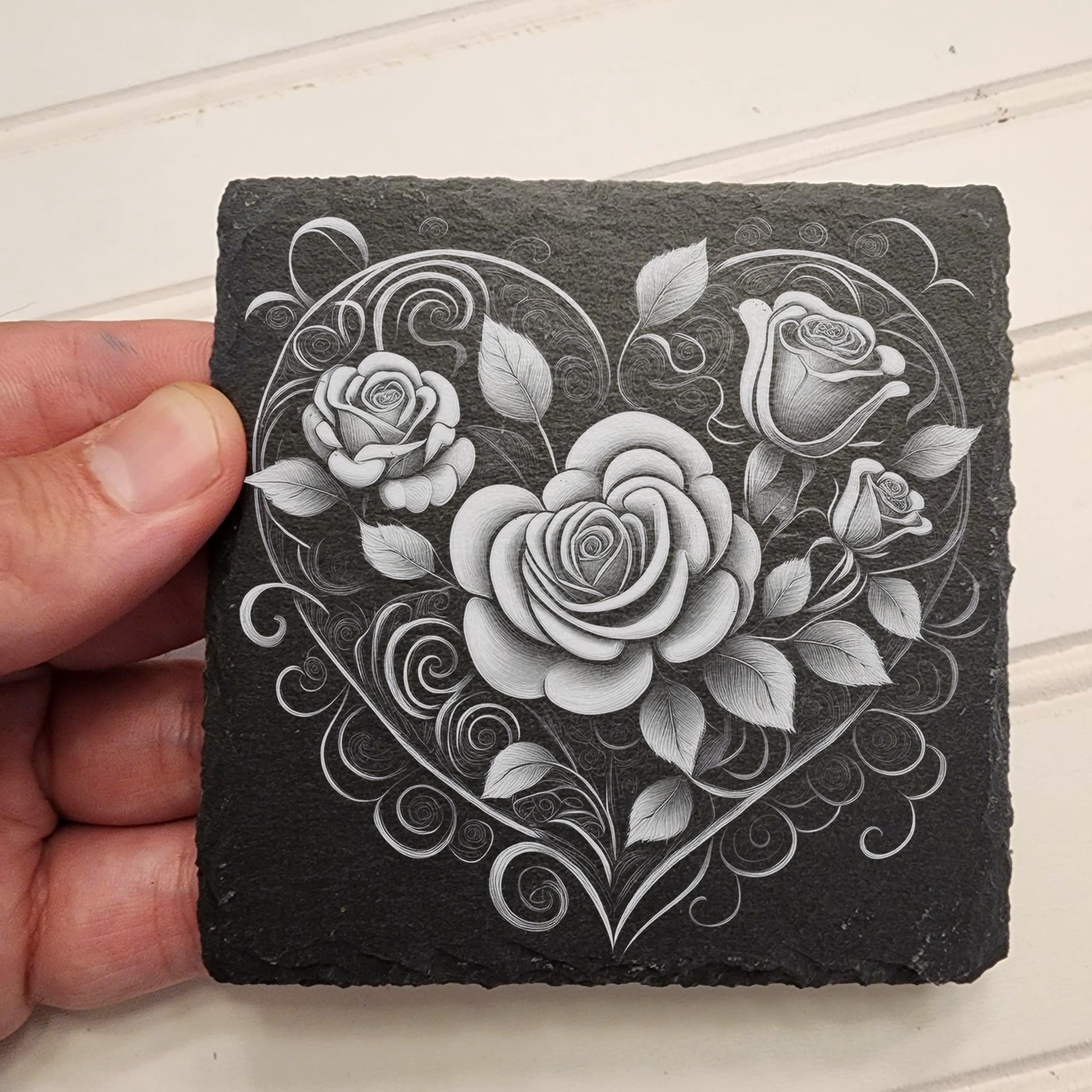 9 Valentine's Day Digital Files for Laser Engraving 4x4" Slate Coasters ...
