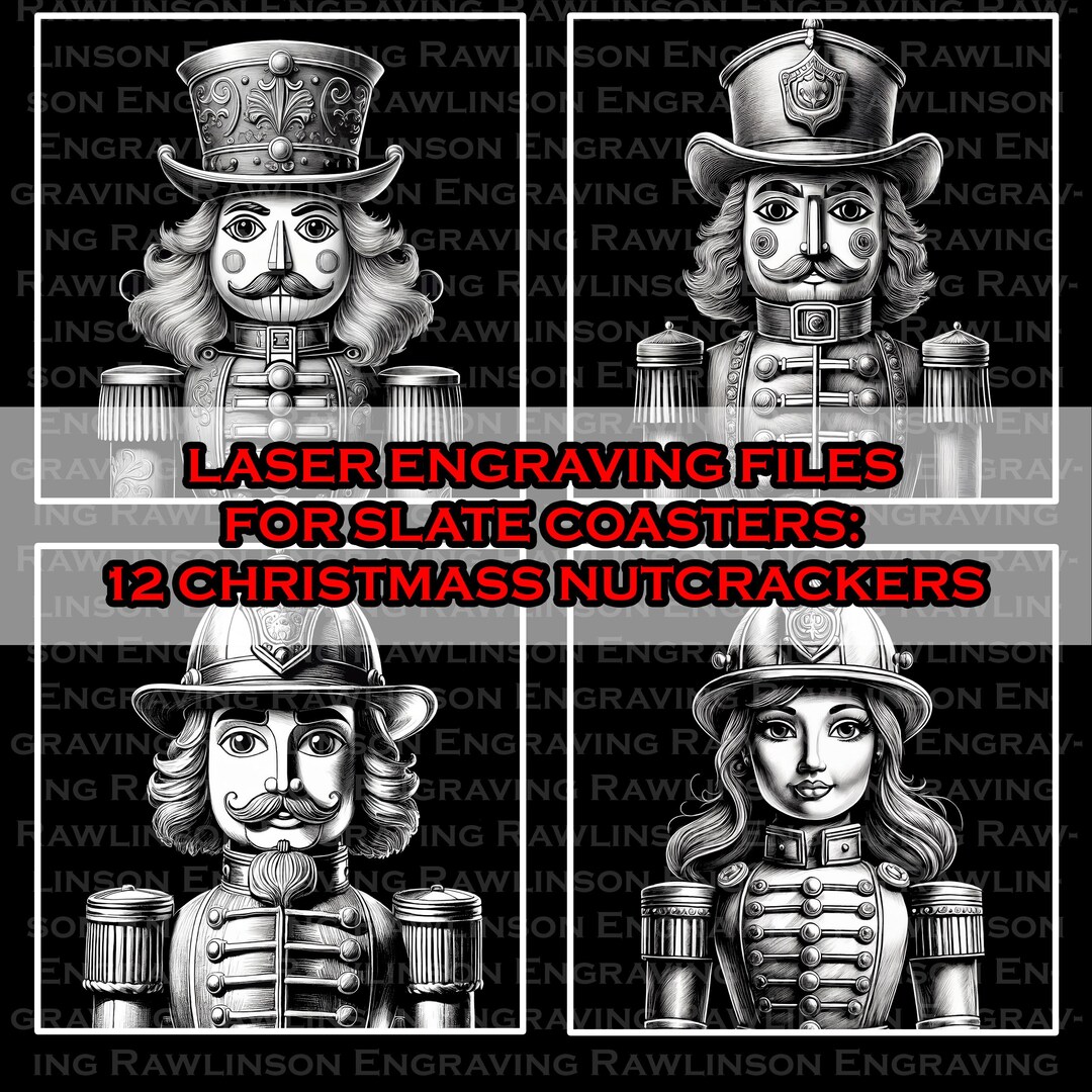 12 Christmas Nutcracker Digital Files for Laser Engraving 4x4" Slate ...