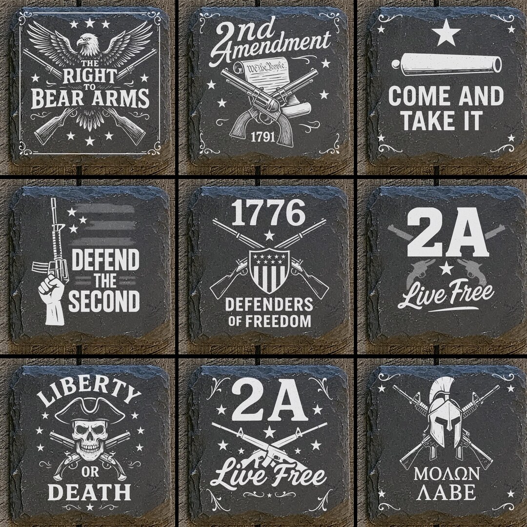 2nd Amendment Digital Files for Laser Engraving 4x4" Slate Coasters ...