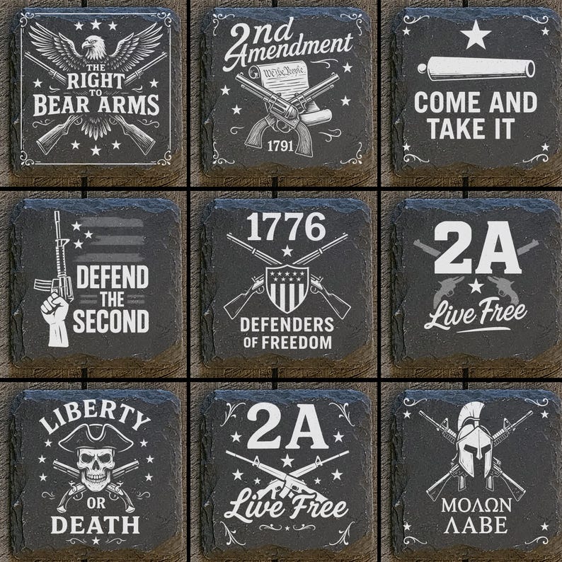 2nd Amendment Digital Files for Laser Engraving 4x4" Slate Coasters ...