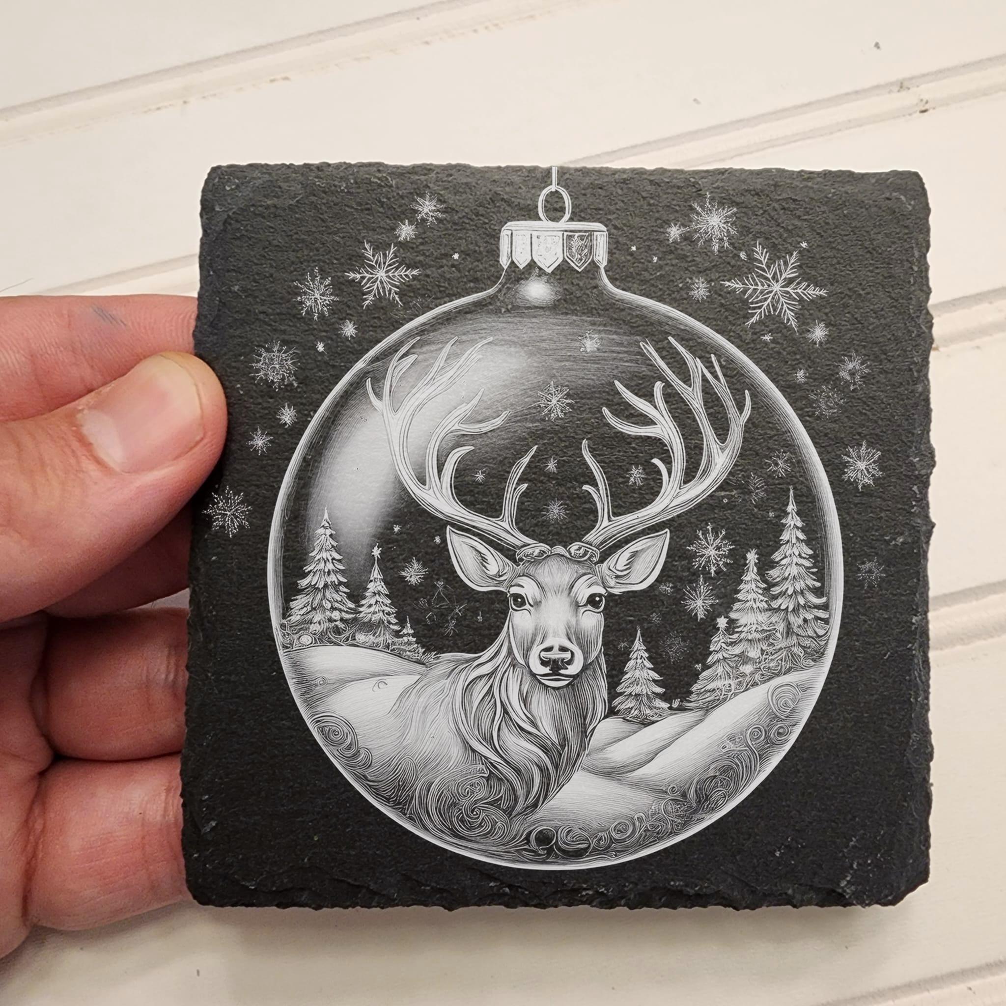 Christmas Ornament Laser Engraving Designs: 4x4" Slate Coasters ...