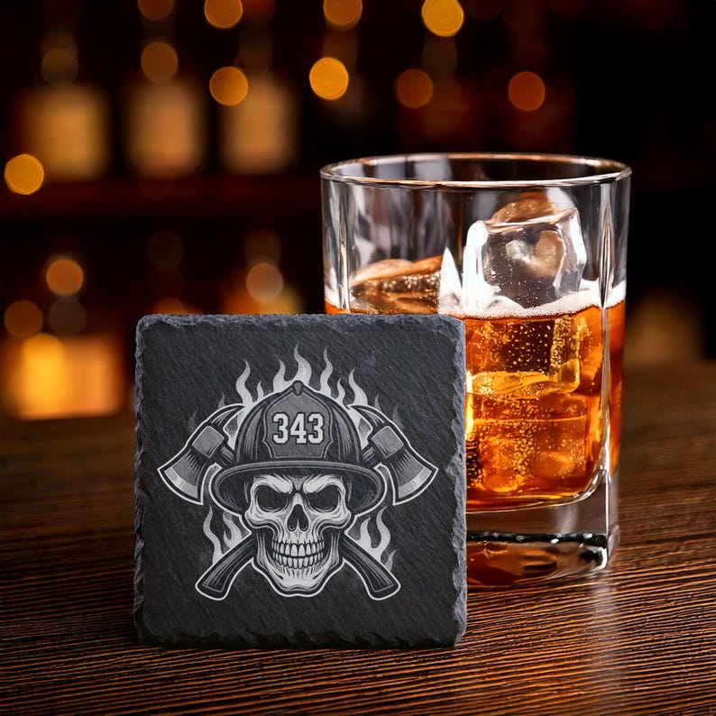 Firefighter Digital Files for Laser Engraving 4x4" Slate Coasters- 9 ...