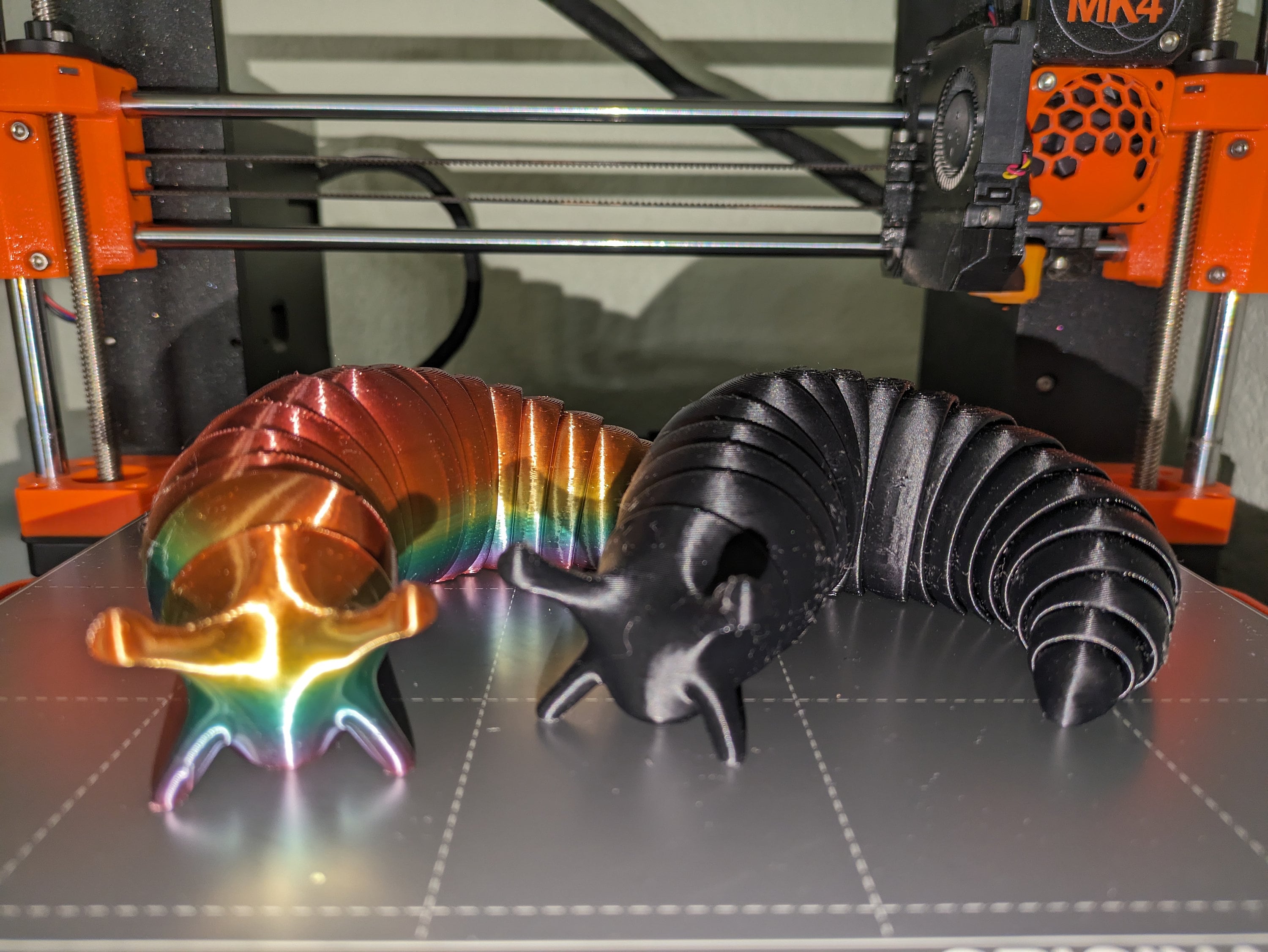 3D Printed Articulated Slug Fidget Toy Rainbow and Many Colors and ...