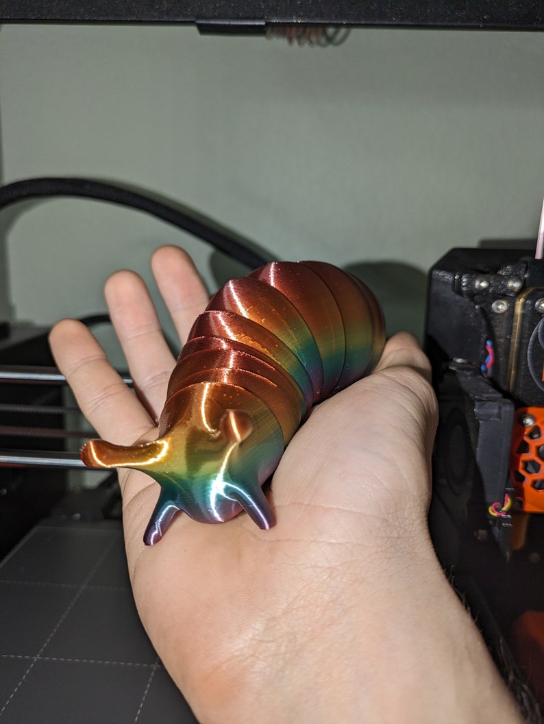 3D Printed Articulated Slug Fidget Toy Rainbow and Many Colors and ...