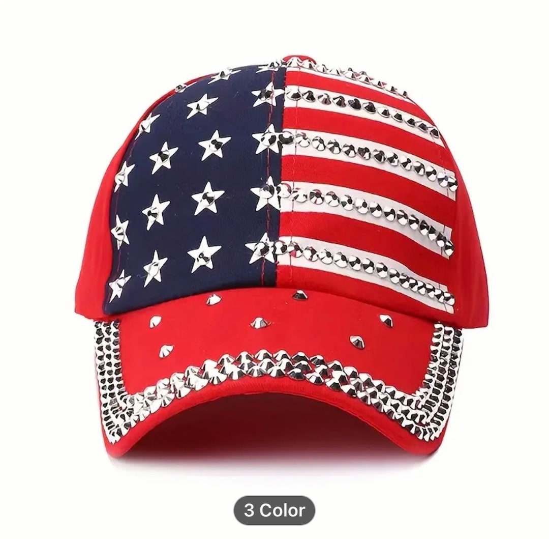 Rhinestone Star & Stripe Baseball Cap: Patriotic USA Flag Hat - Etsy