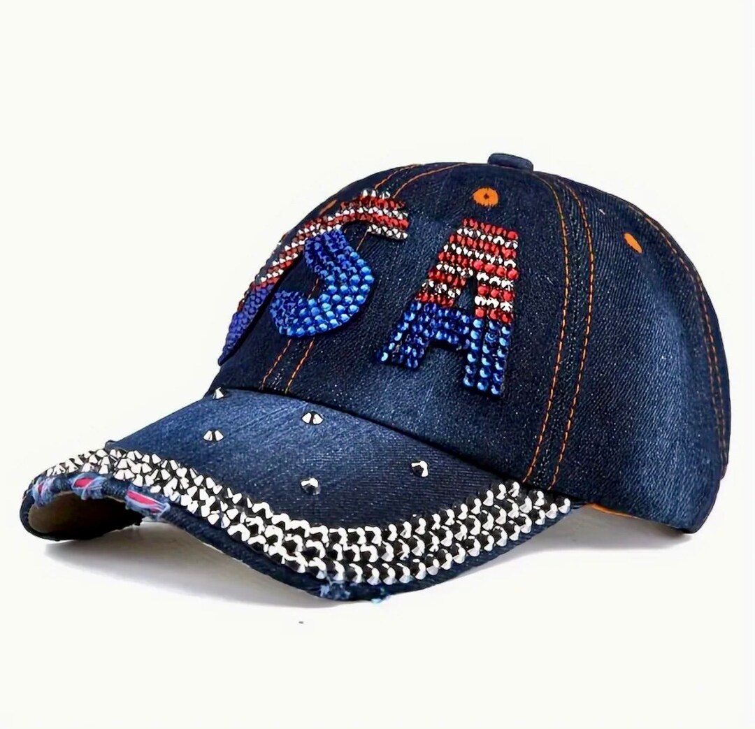 Bling American Flag Hat Women Rhinestone Studded | New Stylish ...