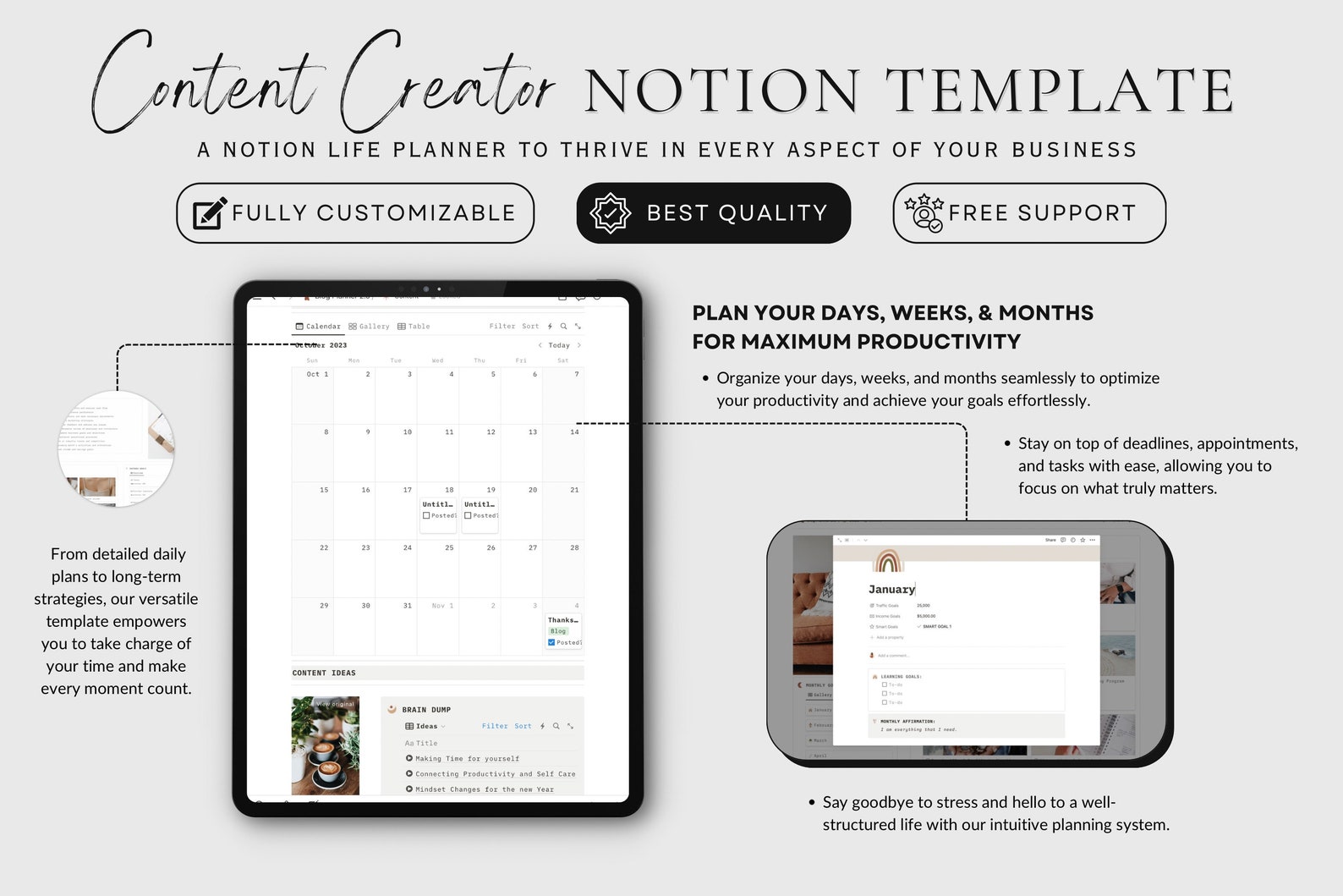 Blogger Notion Dashboard Notion Template Aesthetic Content Creation Notion Template Notion ...