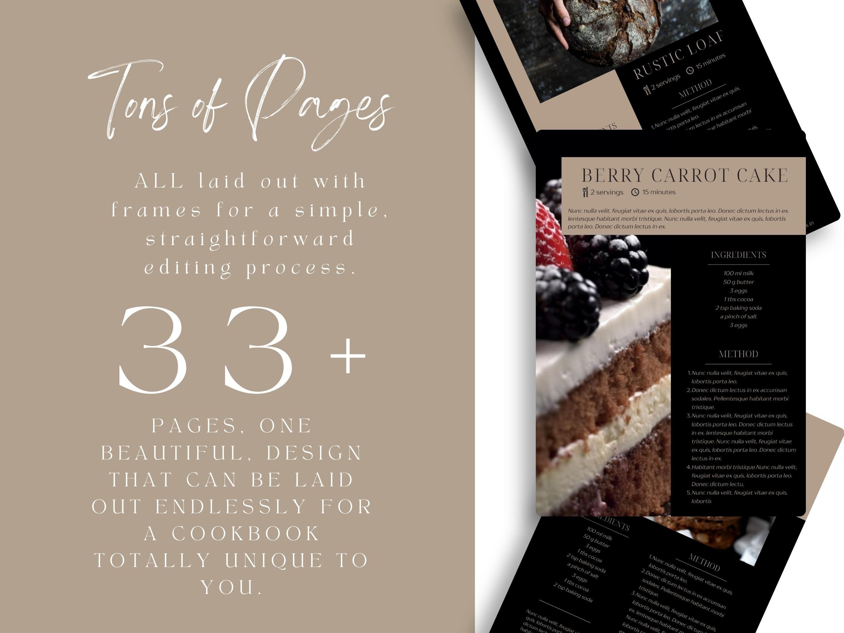 Dark Cookbook Template | Canva Cookbook Template | Dark Modern Cookbook ...
