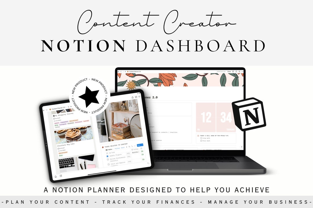 Notion Content Planner Notion Template for Content Creator Cute Content ...