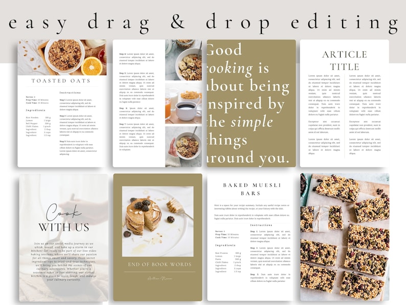 Olive Cookbook Template | Food Blogger Template | Unique Gift Idea ...