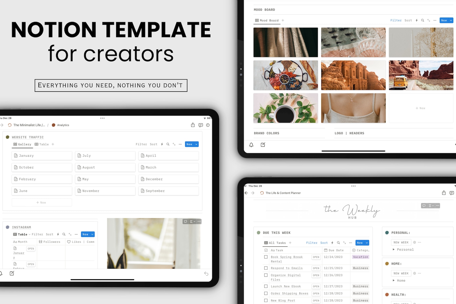 Notion Content Calendar | All in One Notion Content Planner Template | Content Creation Notion ...