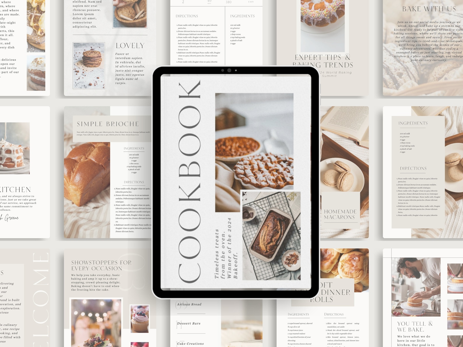 Neutral Cookbook | Canva Cookbook Template | Natural Tones | Canva ...