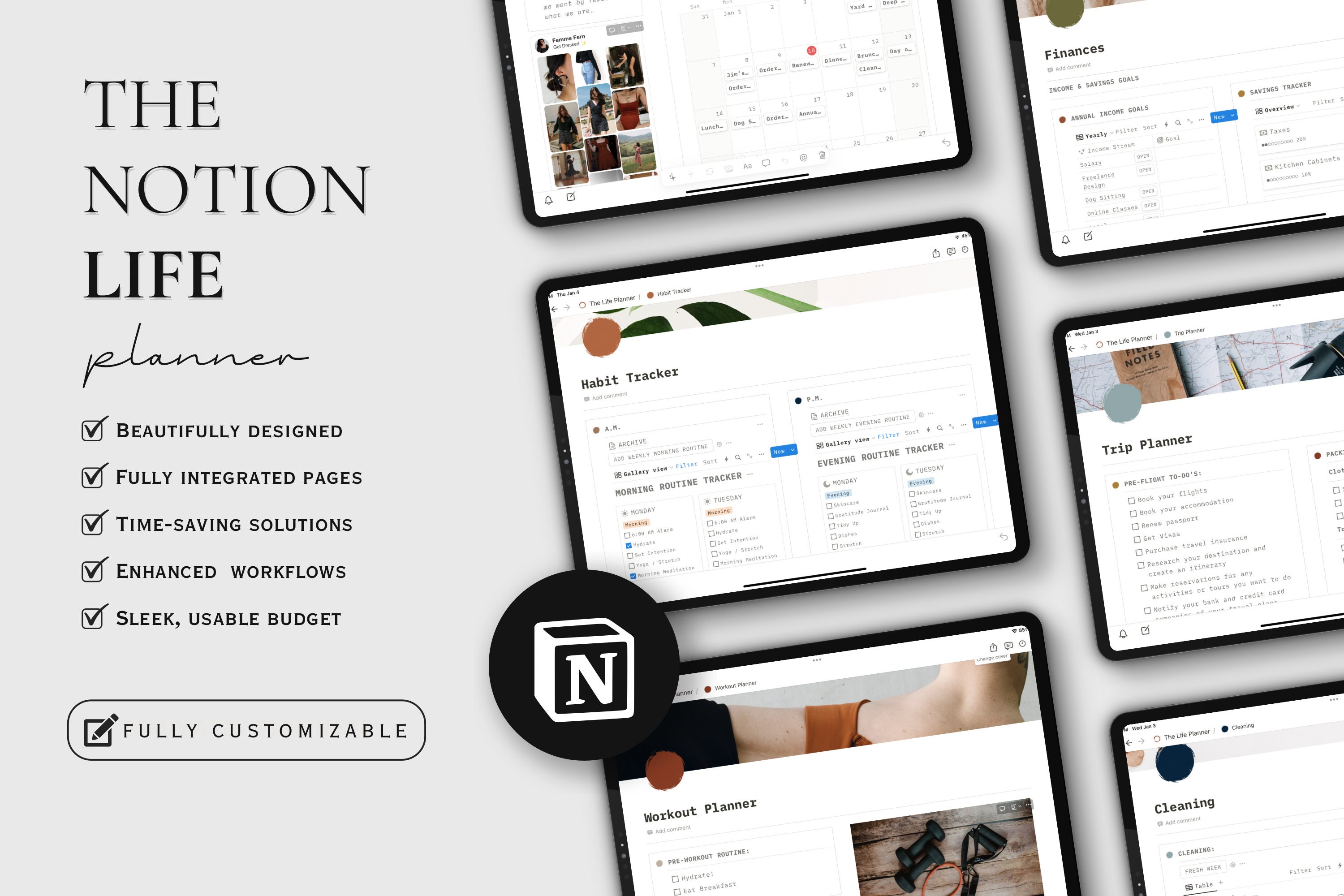 Dark Fem Notion Planner Template | Soft Life Notion Planner | That Girl ...