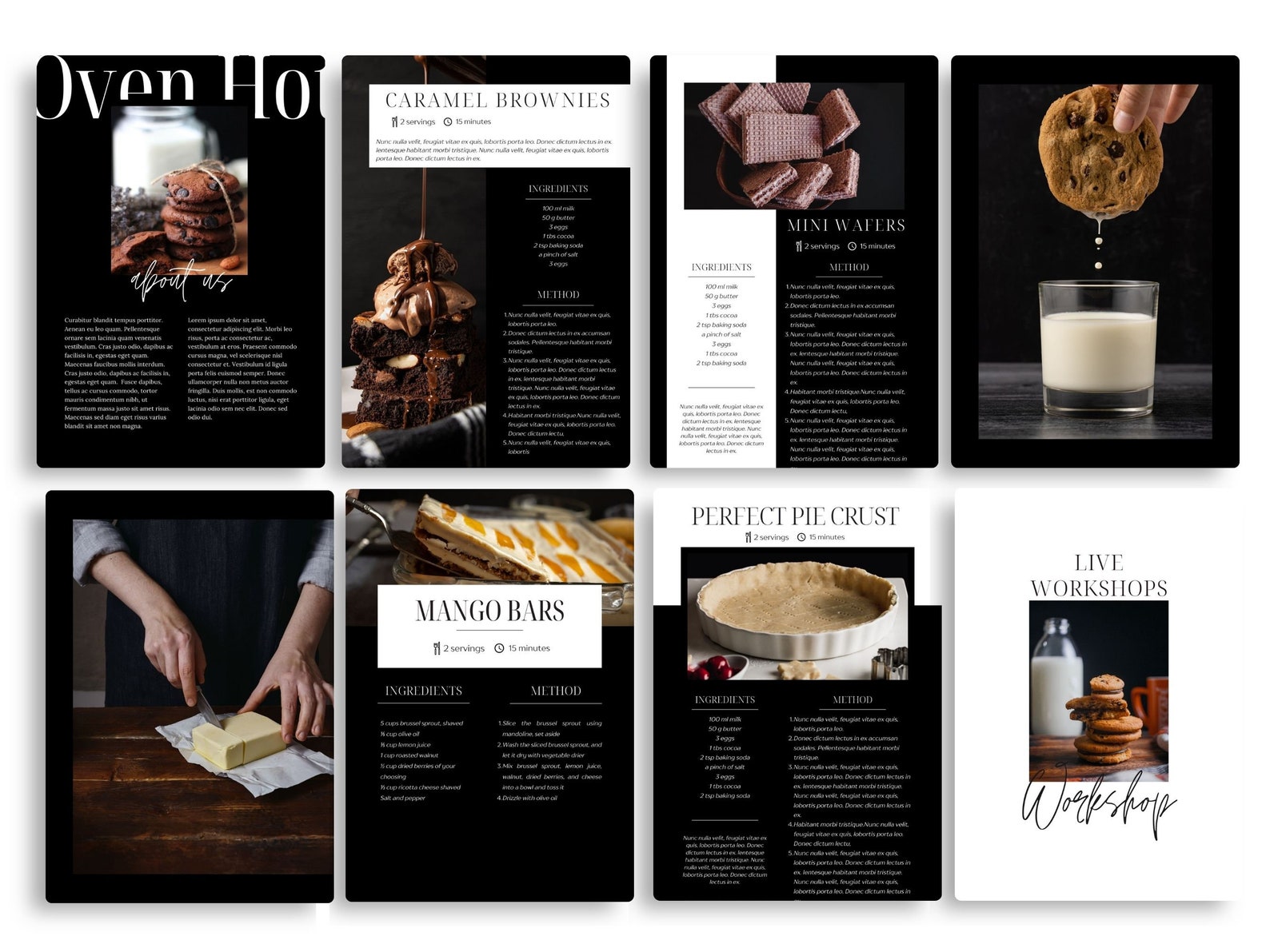 Modern Black Cookbook Template | Food Blog Template | Dark Food ...