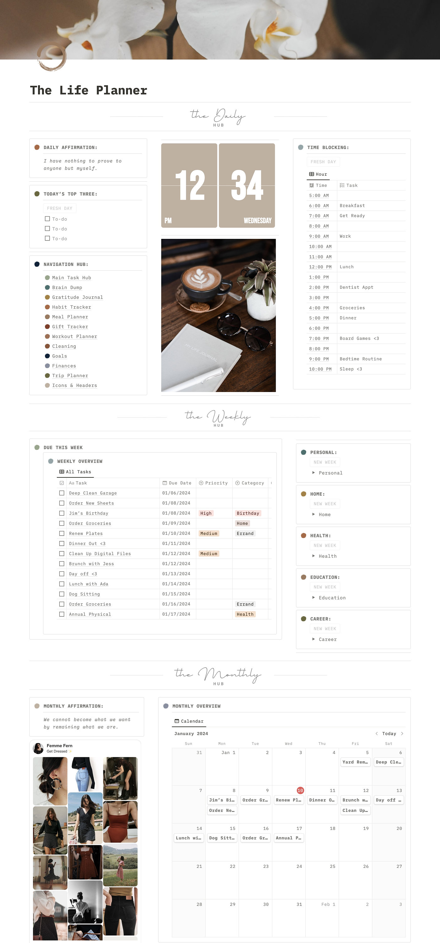 Dark Fem Notion Planner Template | Soft Life Notion Planner | That Girl ...