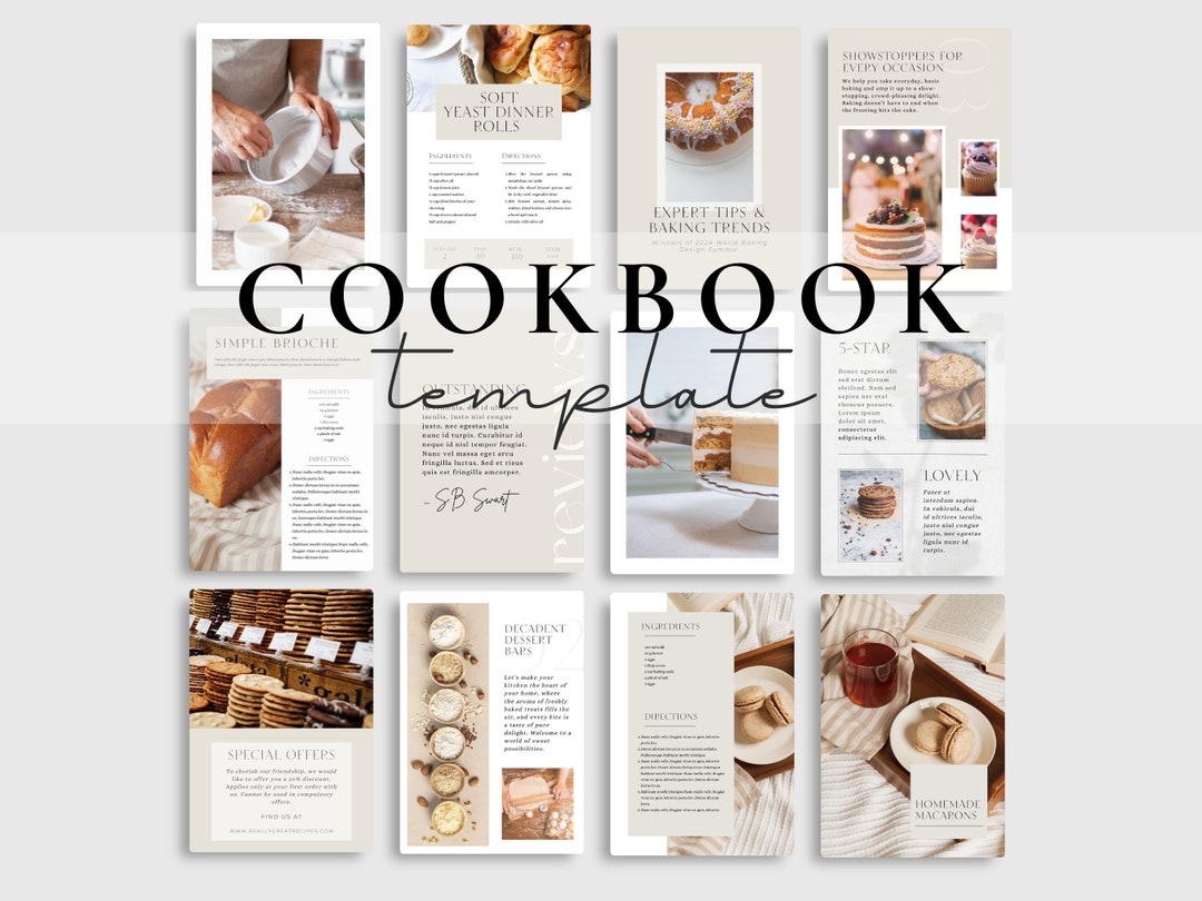 Elegant White Cookbook - Bright Cookbook Template - Digital Cookbook ...