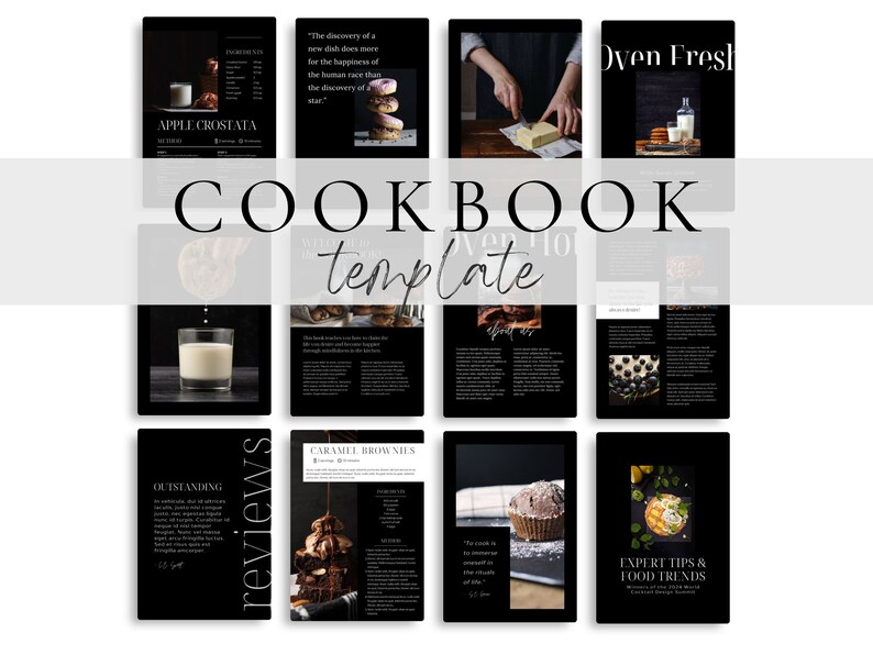 Modern Black Cookbook Template | Food Blog Template | Dark Food ...