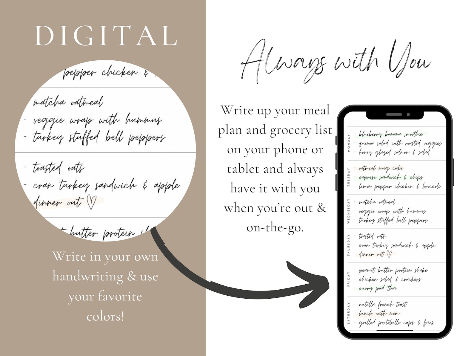 Minimalist Meal Planner | Printable Weekly Meal Planner | Simple ...