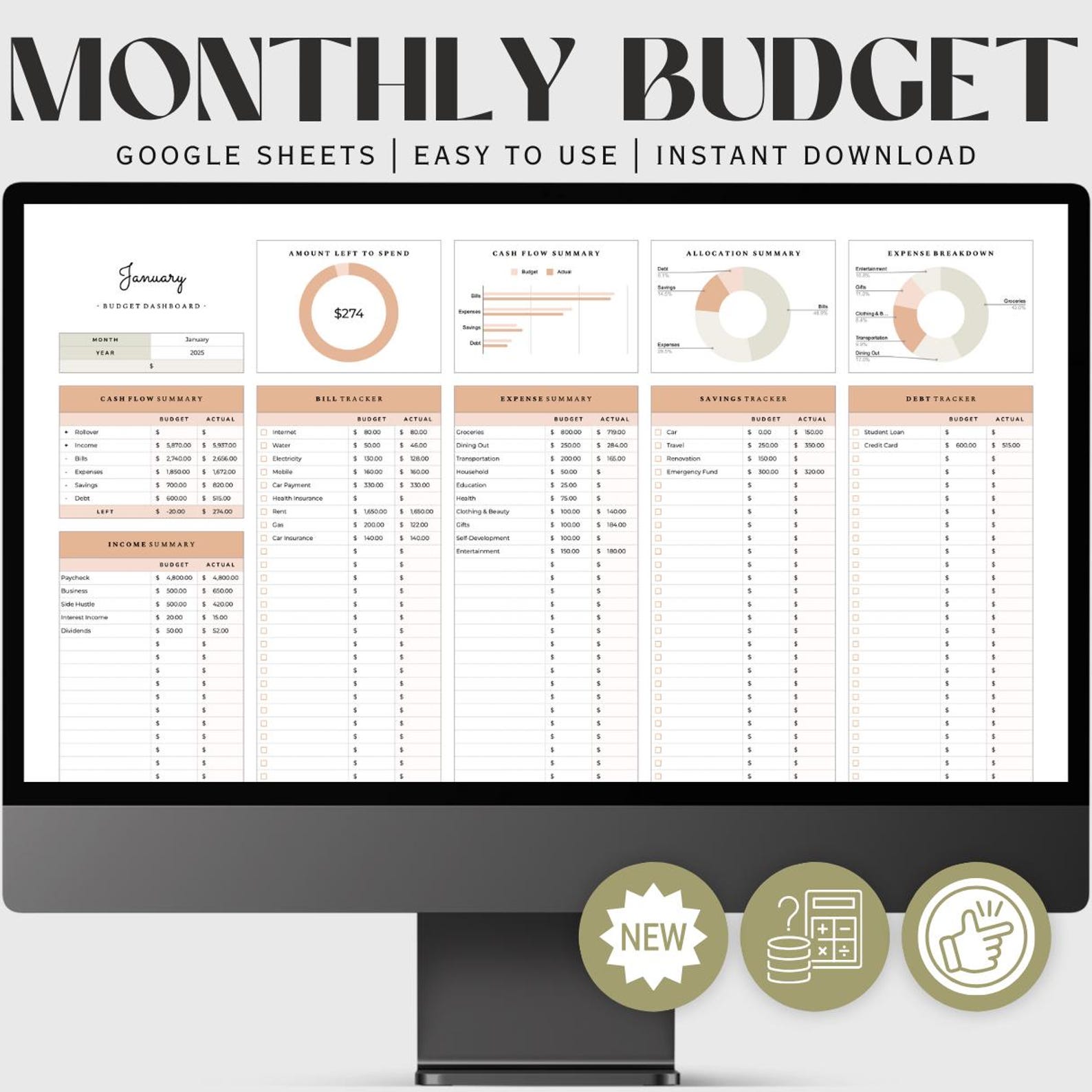 Monthly Budget Google Sheets Template | Month Budget Google Sheets ...