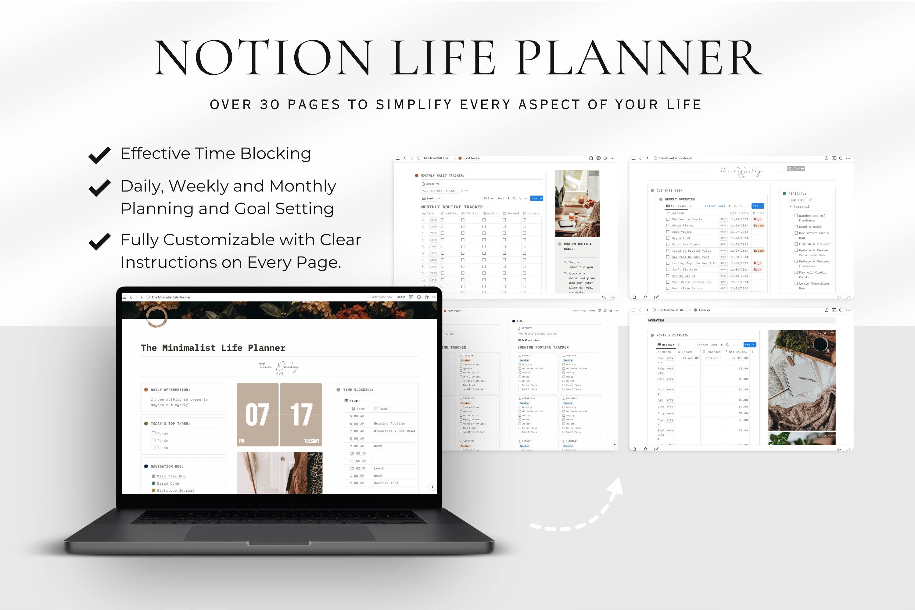 Minimal Notion Template Aesthetic Notion Personal Finance Habit Tracker ...