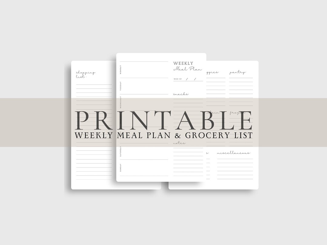 Minimalist Meal Planner | Printable Weekly Meal Planner | Simple ...