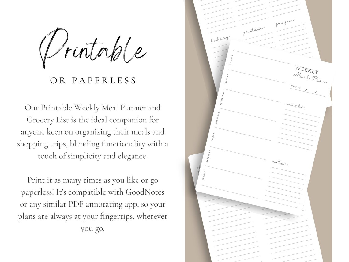 Minimalist Meal Planner | Printable Weekly Meal Planner | Simple ...