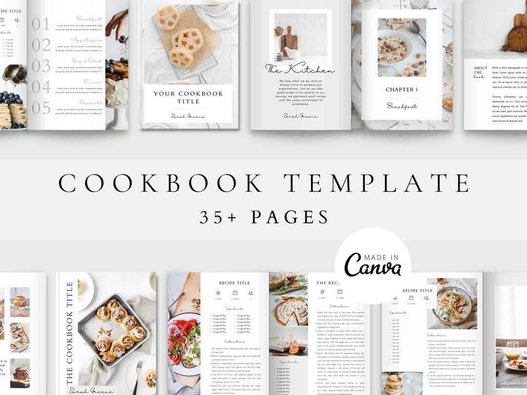 Editable Cookbook Template for Canva | Cook Book Template | Family Cookbook Template | Editable ...