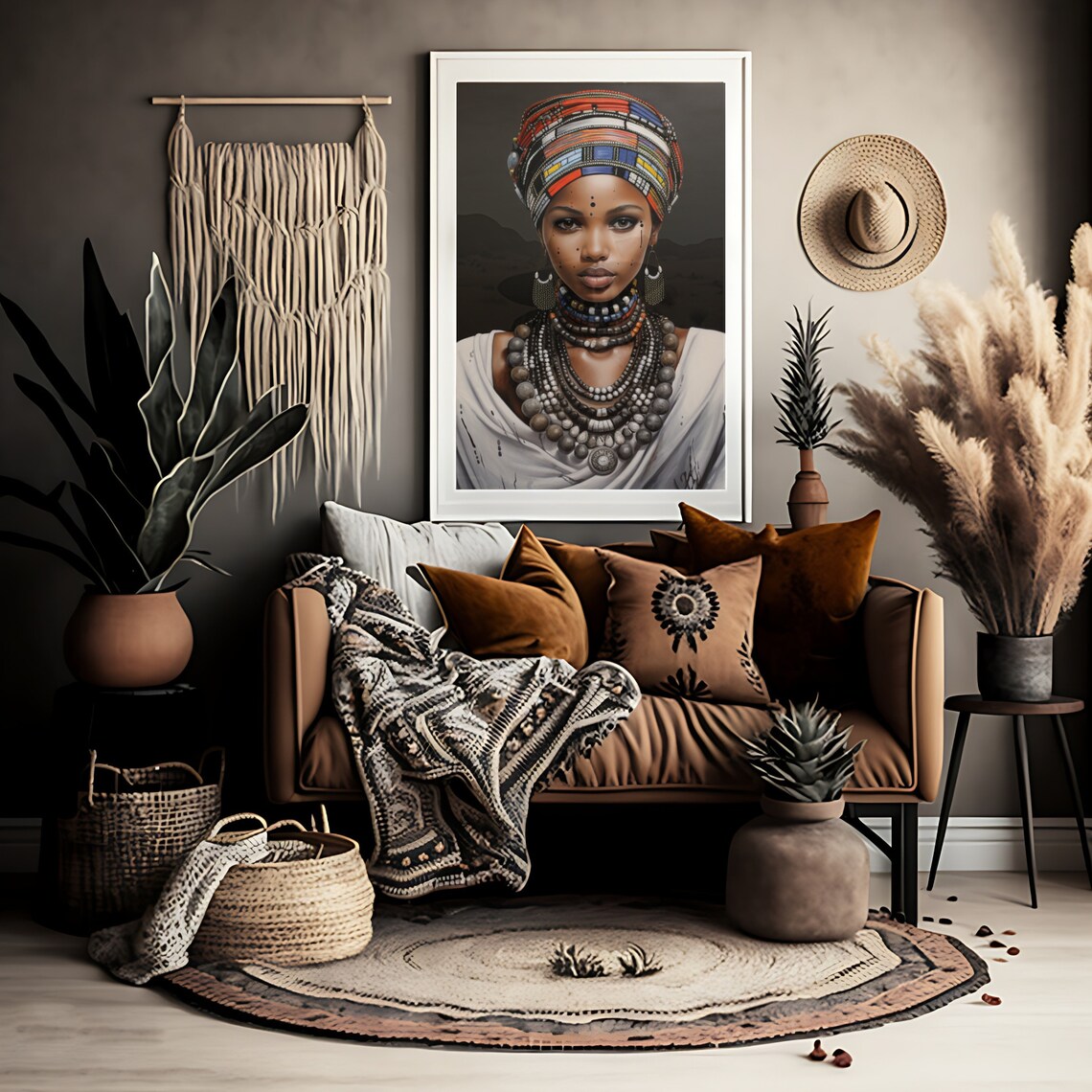 African Woman Art Prints Modern Afro Print, Afro Bohemian Décor, Black ...