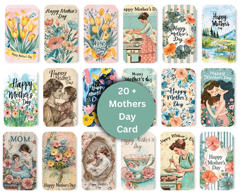 Mother's Day Card Bundle, Instant Digital Download, Art Craft ...